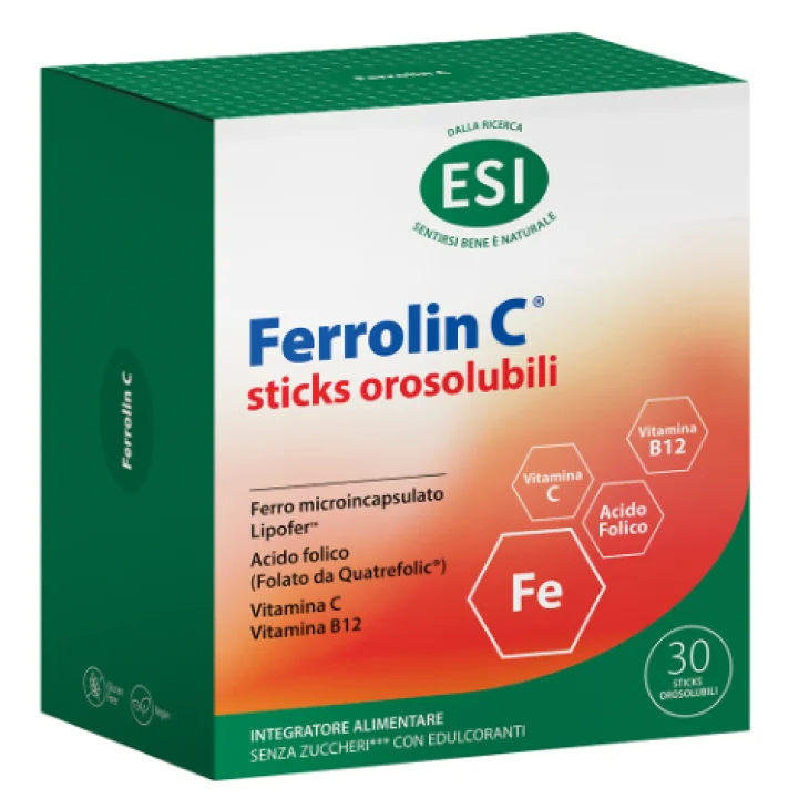 Esi Ferrolin C Integratore Di Ferro e Vitamina C 30 Stick Orosolubili